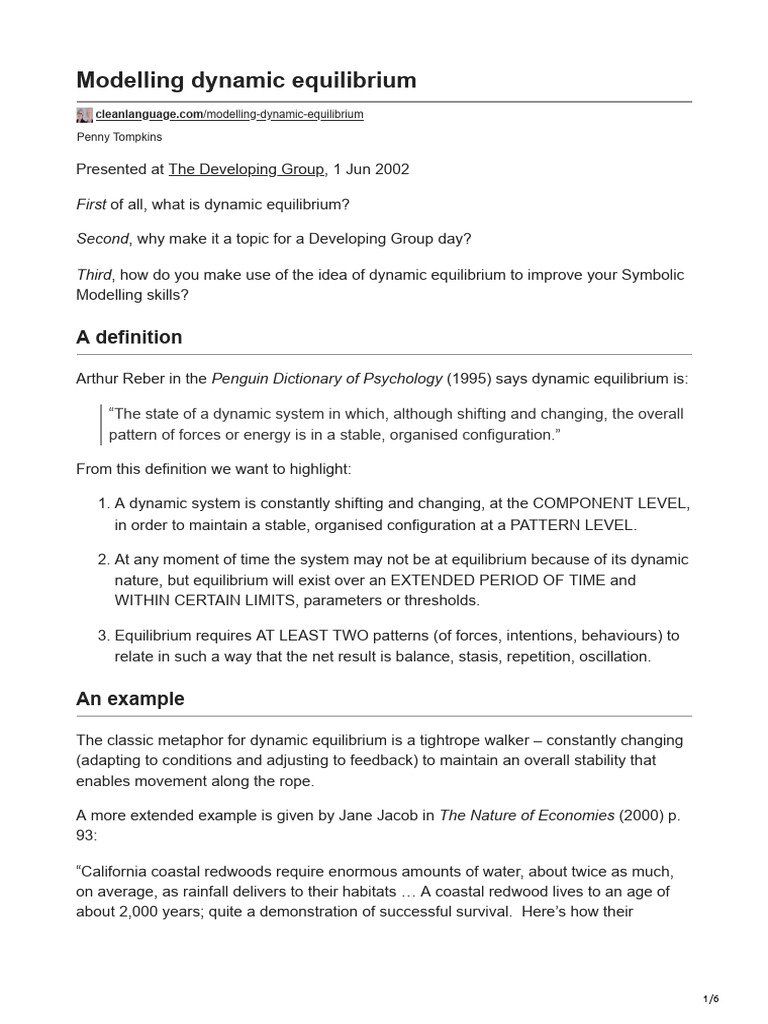Modelling Dynamic Equilibrium | PDF