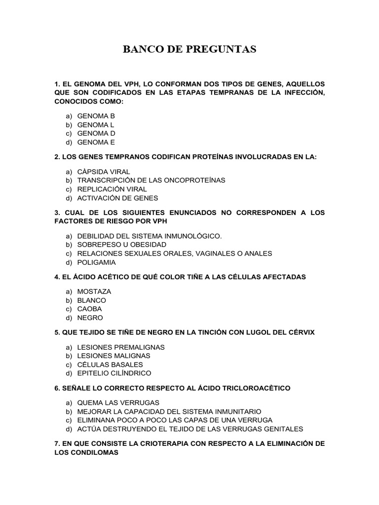 BANCO DE PREGUNTA GINECOLOGIA | PDF | Cáncer de mama | Neoplasias