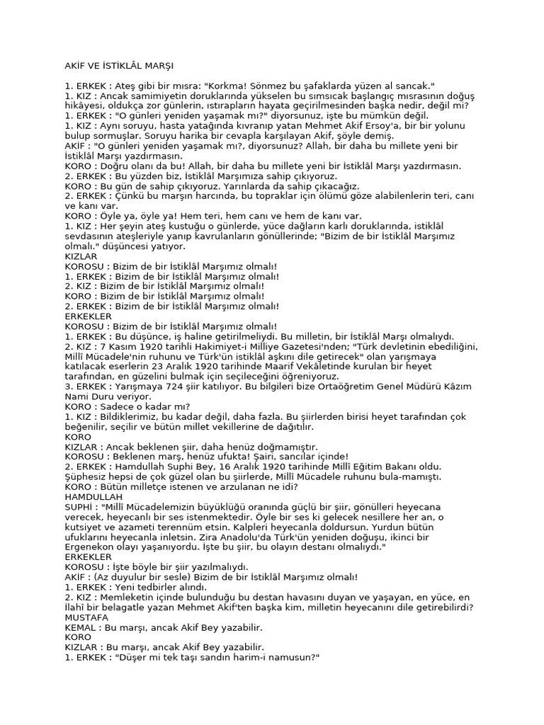 Akif Ve Istiklal Marşı - Oratoryo | PDF