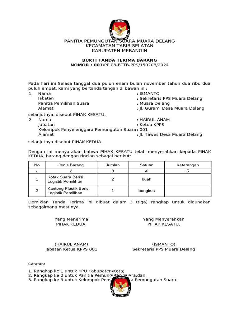 BTTB Dari PPS Ke KPPS 2024 | PDF