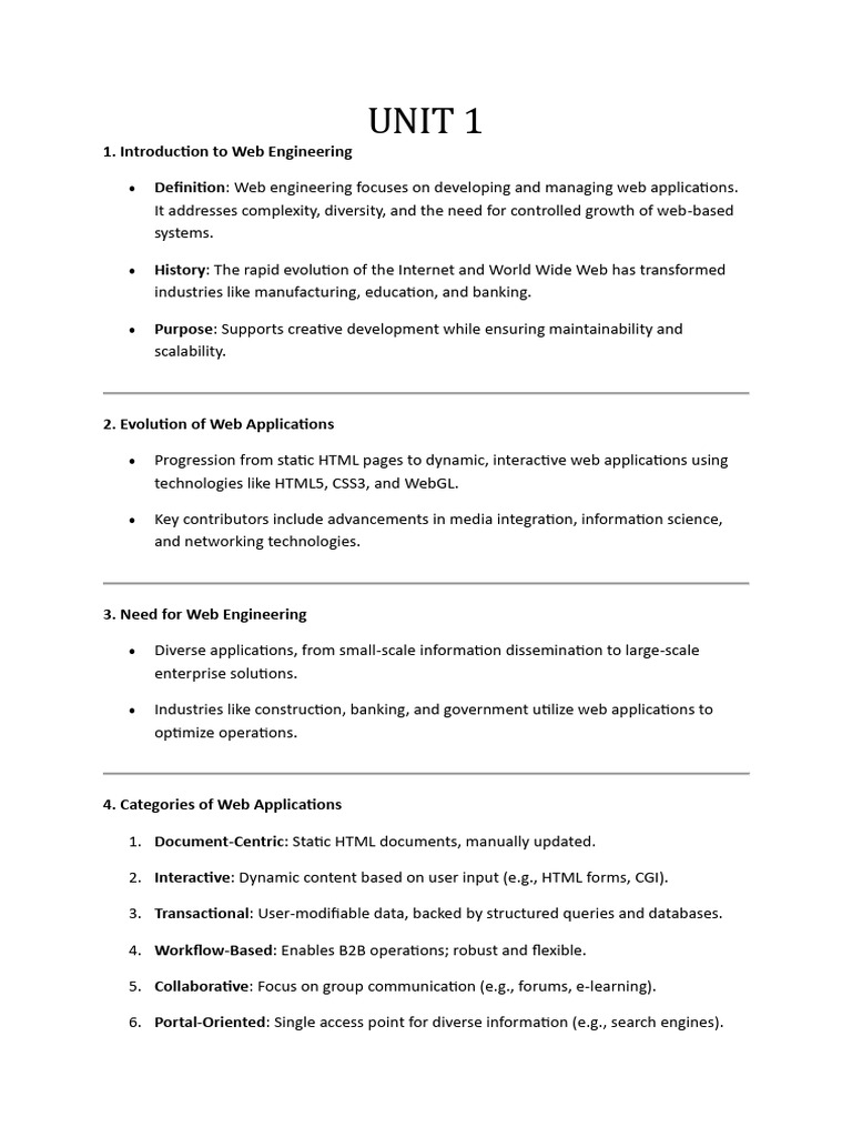 Web Engineering One Shot | PDF | World Wide Web | Internet & Web