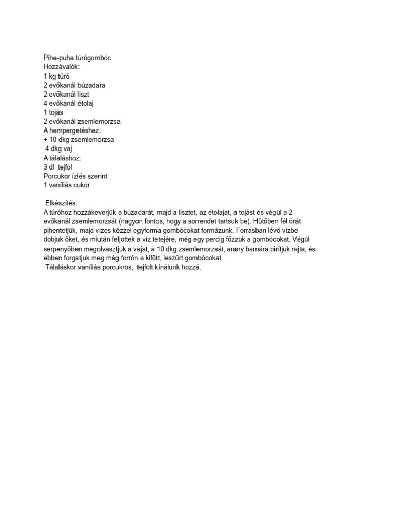 Pihe-puha túrógombóc | PDF