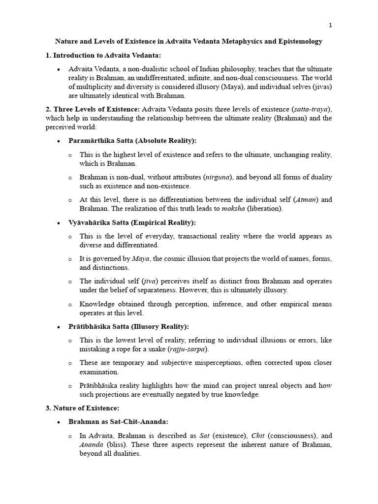 Advaita Vedanta: Levels of Existence | PDF | Brahman | Ātman (Hinduism)
