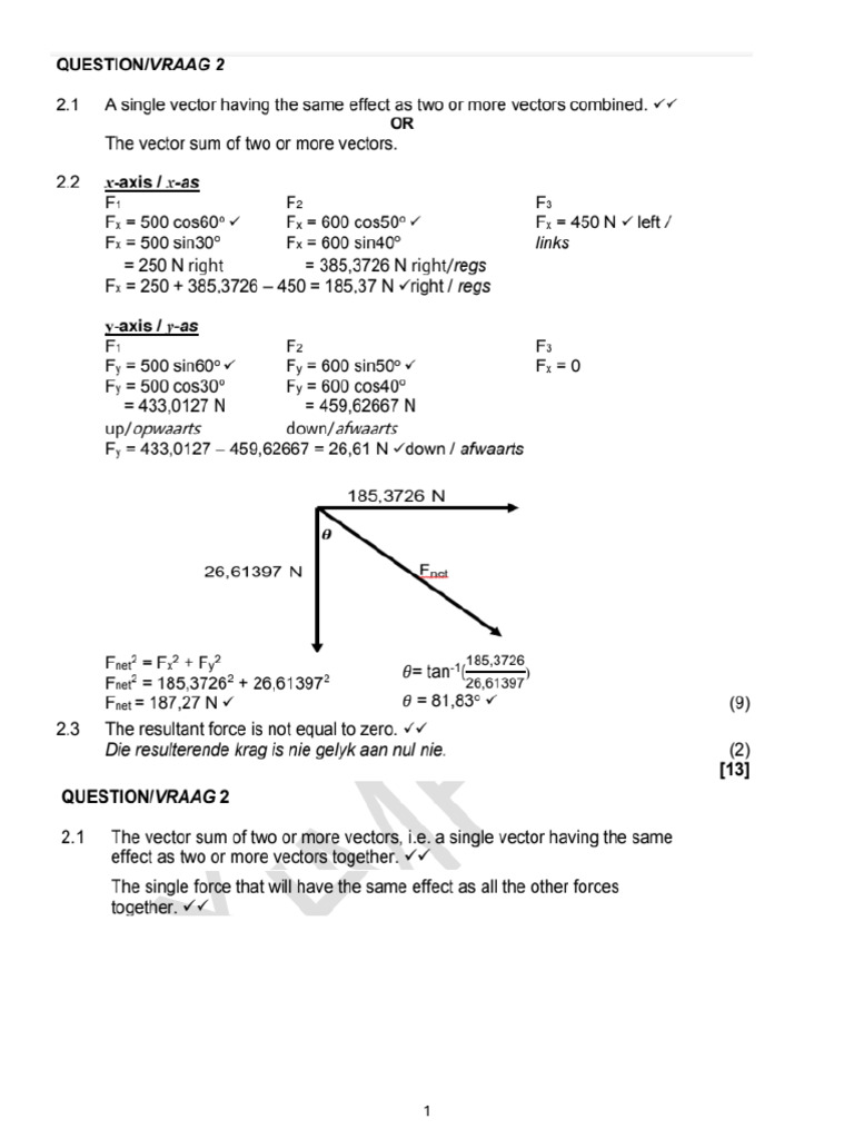 Physical-Sciences-Grade-11-Revision-P1 Memo | PDF