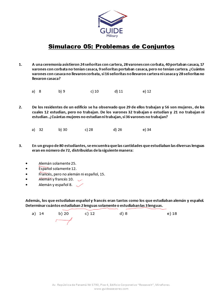 Simulacro 05 Problema de Conjuntos | PDF