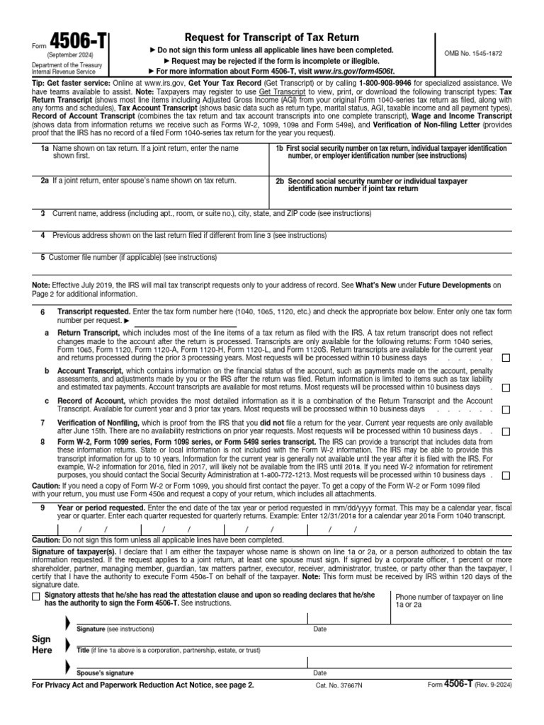 Request For Transcript of Tax Return | PDF | Irs Tax Forms | Internal ...