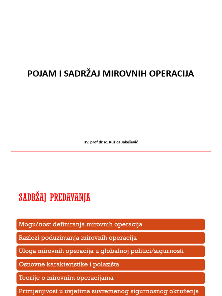 6 Pojam I Vrste Mirovnih Operacija | PDF