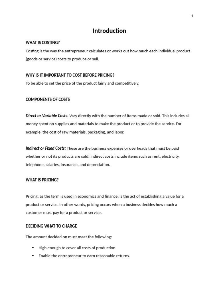 Costing and Pricing Strategies Explained | PDF | Pricing | Prices