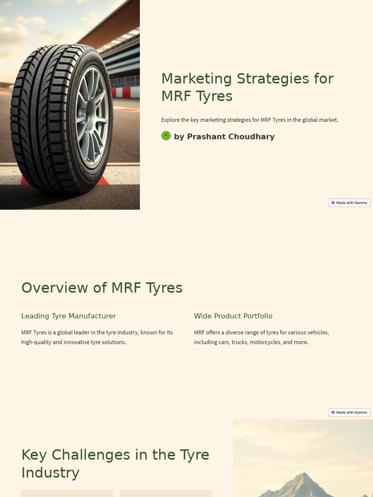 MRF Tyres Marketing Strategies Overview | PDF | Marketing | Marketing ...