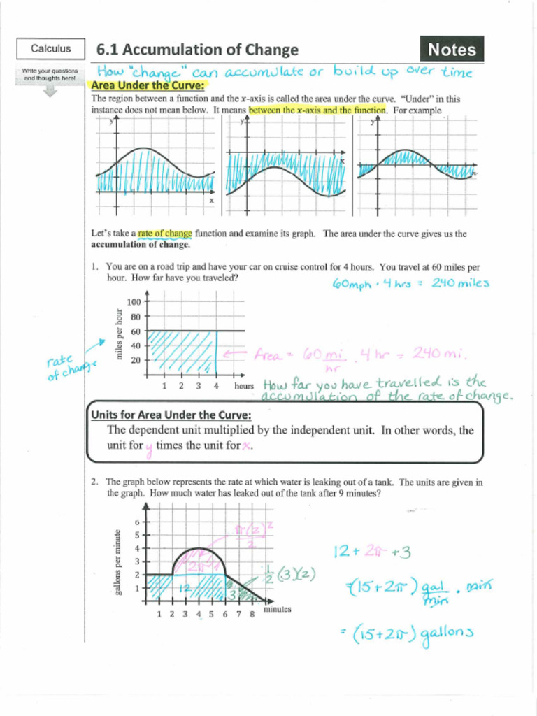 Day 1 Accumulation and Riemann Sum Notes AK | PDF