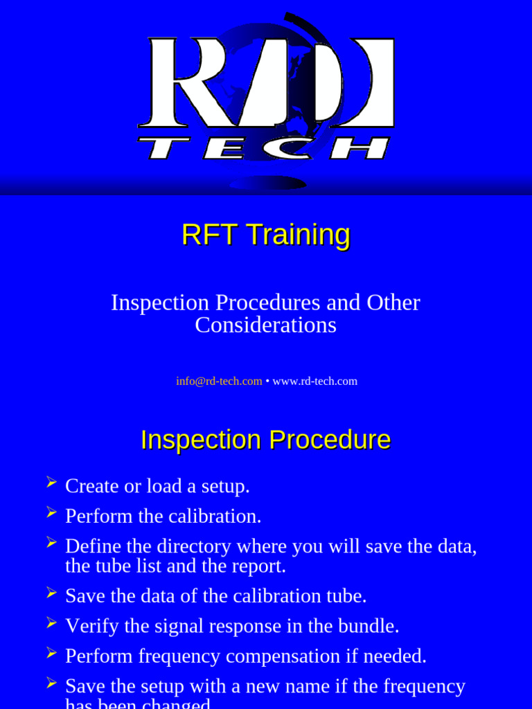 RFT Inspection Procedure | PDF | Frequency | Bandwidth (Signal Processing)