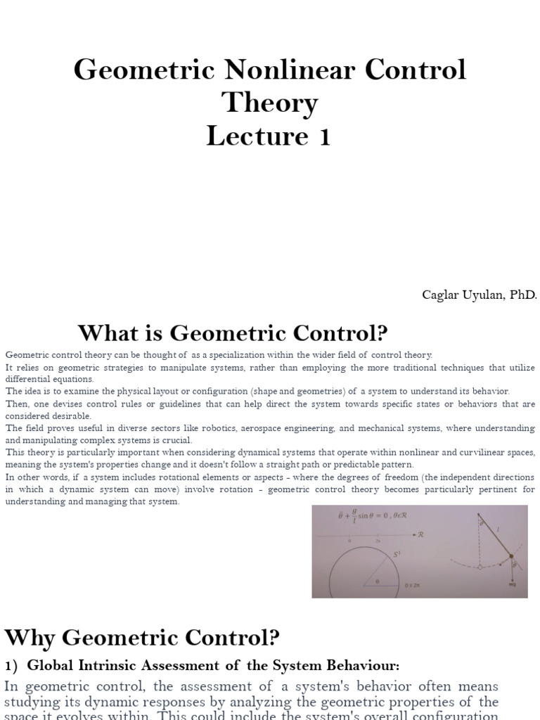 Geometric Nonlinear Control Theory Lecture 1 1690630115 | PDF | Function (Mathematics) | Geometry