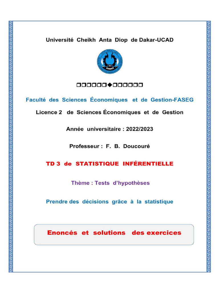 Max Presi TD3 - Stat 3 Enoncescorrigé - 2023 | PDF