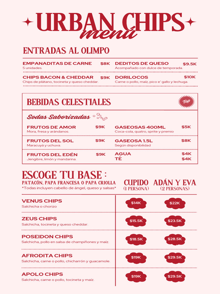 Menú Urban Vertical | PDF | Alimentos | Cocina latinoamericana