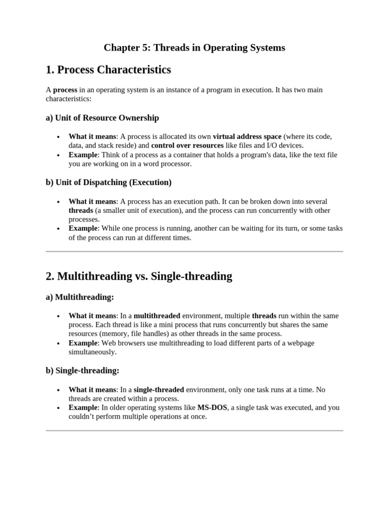 OS Chapter 5 Simple Notes - 075257 | PDF | Thread (Computing) | Process ...