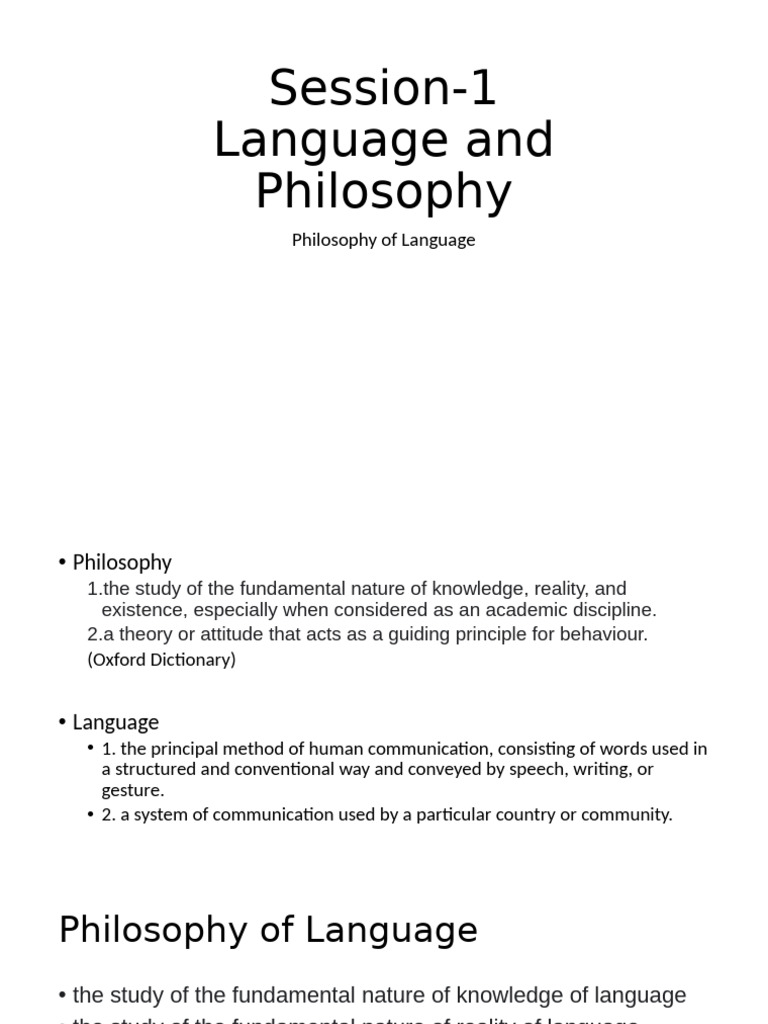 Lecture Session 1 Language and Phiolosophy | PDF | Linguistics | Phonology