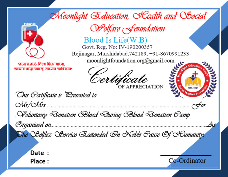 Blood Donation Appreciation Certificate | PDF