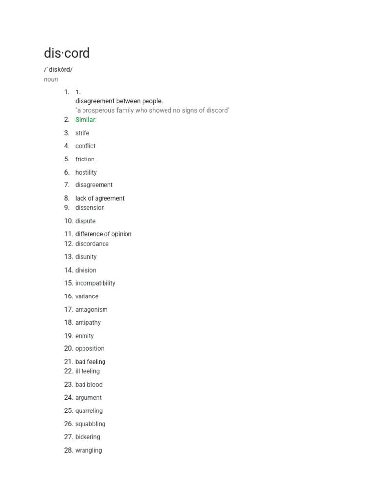 Definition and Meaning of Discord | PDF