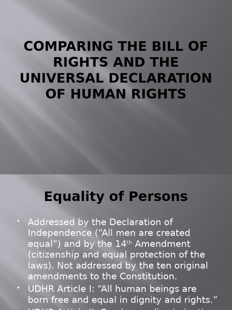 Political Science 201 US Constitution Bill of Rights and UN Universal ...