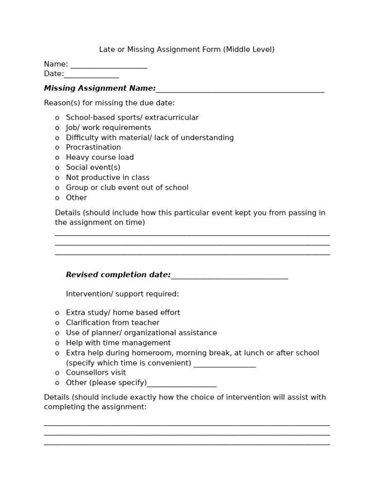 Late Assignment Form | PDF