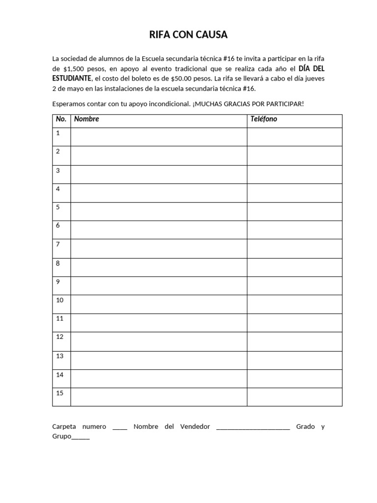 Rifa Con Causa | PDF