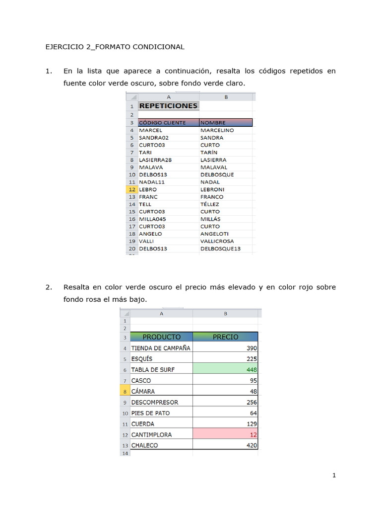 EJERCICIO 2 Formato Condicional | PDF