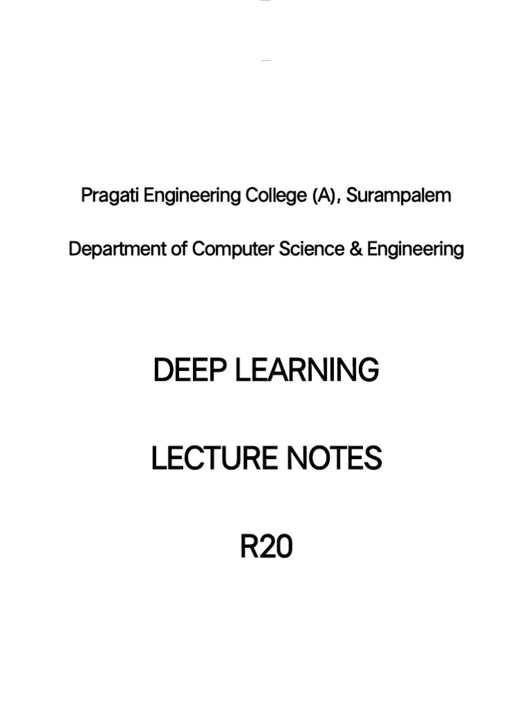 DL UNIT 1 To UNIT 3 Lecture Notes | PDF | Learning | Theoretical ...