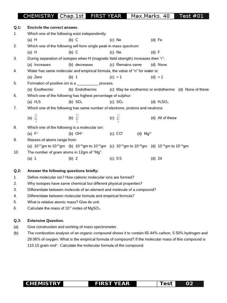 1st_Year_Chem[1] | PDF | Chemical Bond | Atomic Nucleus