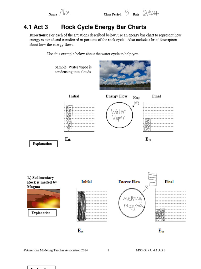 Rock Cycle Energy Bar Graphs Worksheet | PDF | Magma | Rock (Geology)