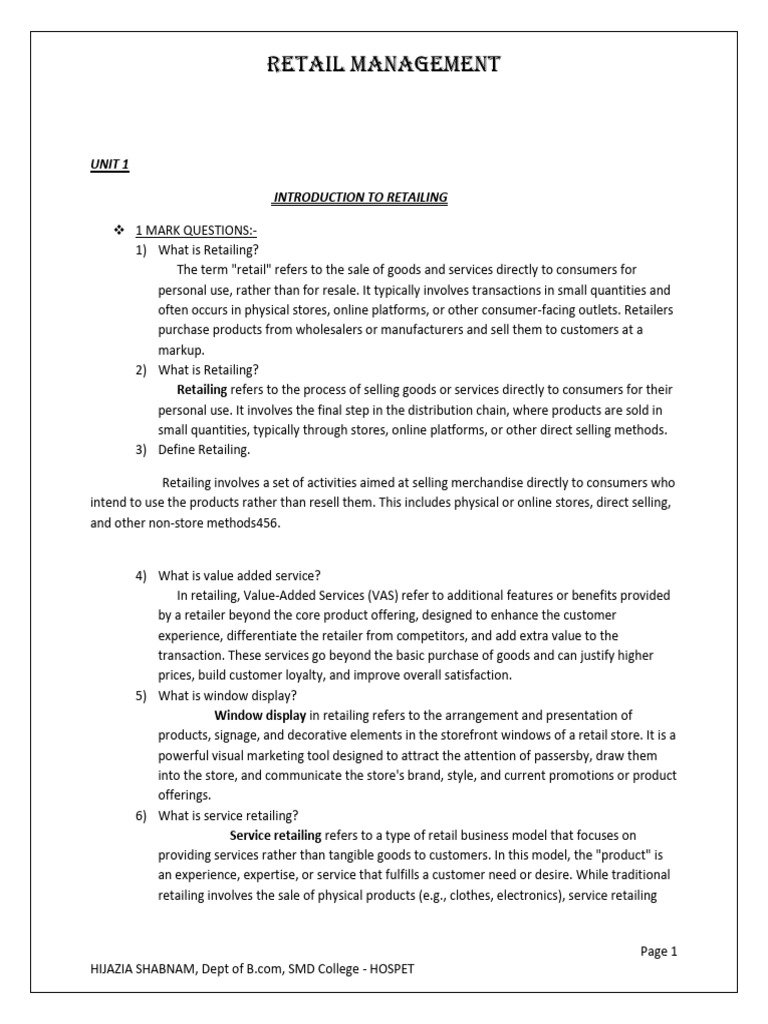 Understanding Retailing Concepts | PDF | Franchising | Retail