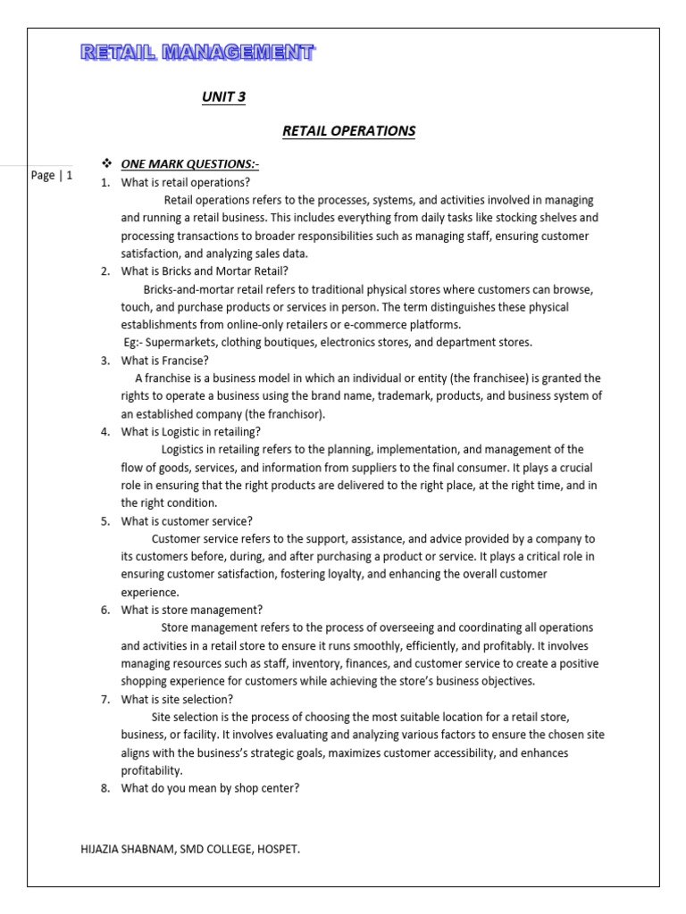 Chapter 3 Retail Operations | PDF | Retail | Inventory