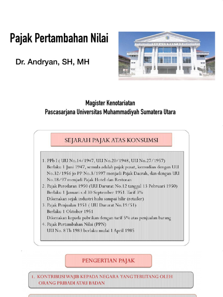 Pajak Pertambahan Nilai: Dr. Andryan, SH, MH | PDF