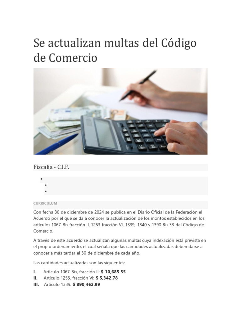 Se Actualizan Multas Del Código de Comercio | PDF