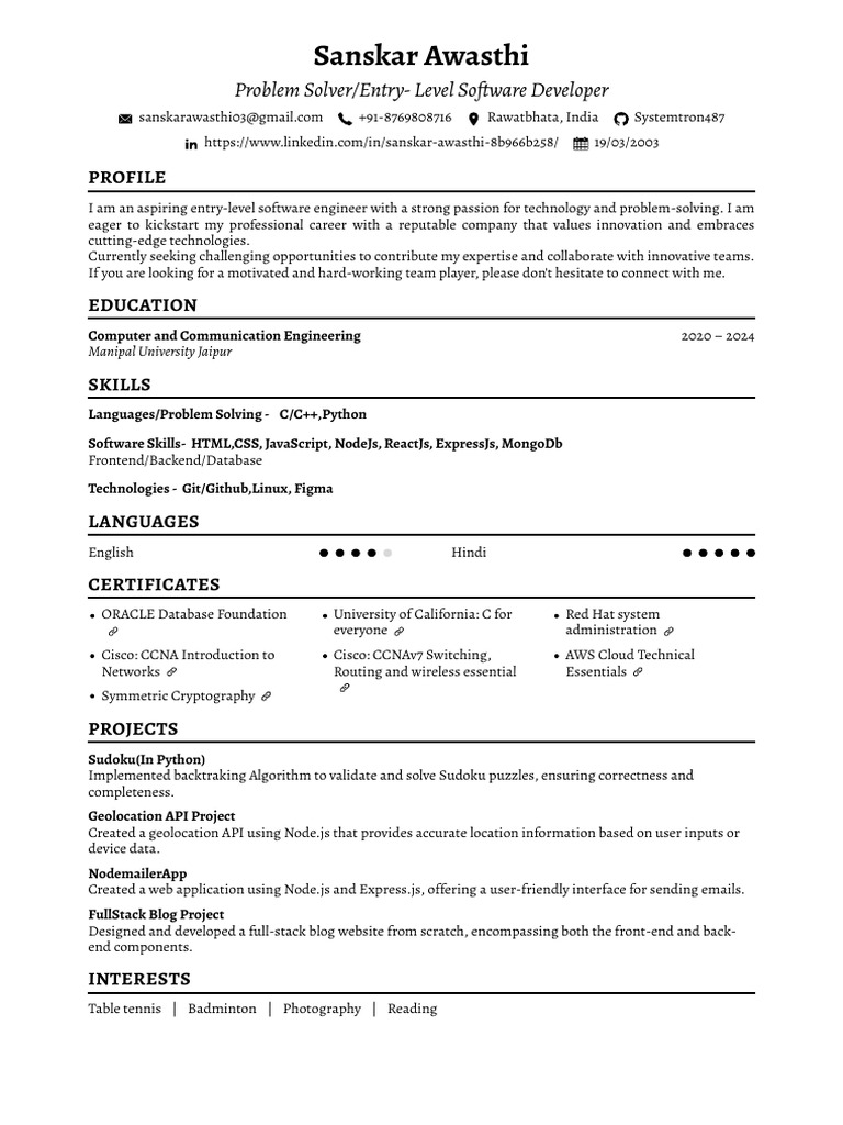 Sanskar_Awasthi_CV | PDF