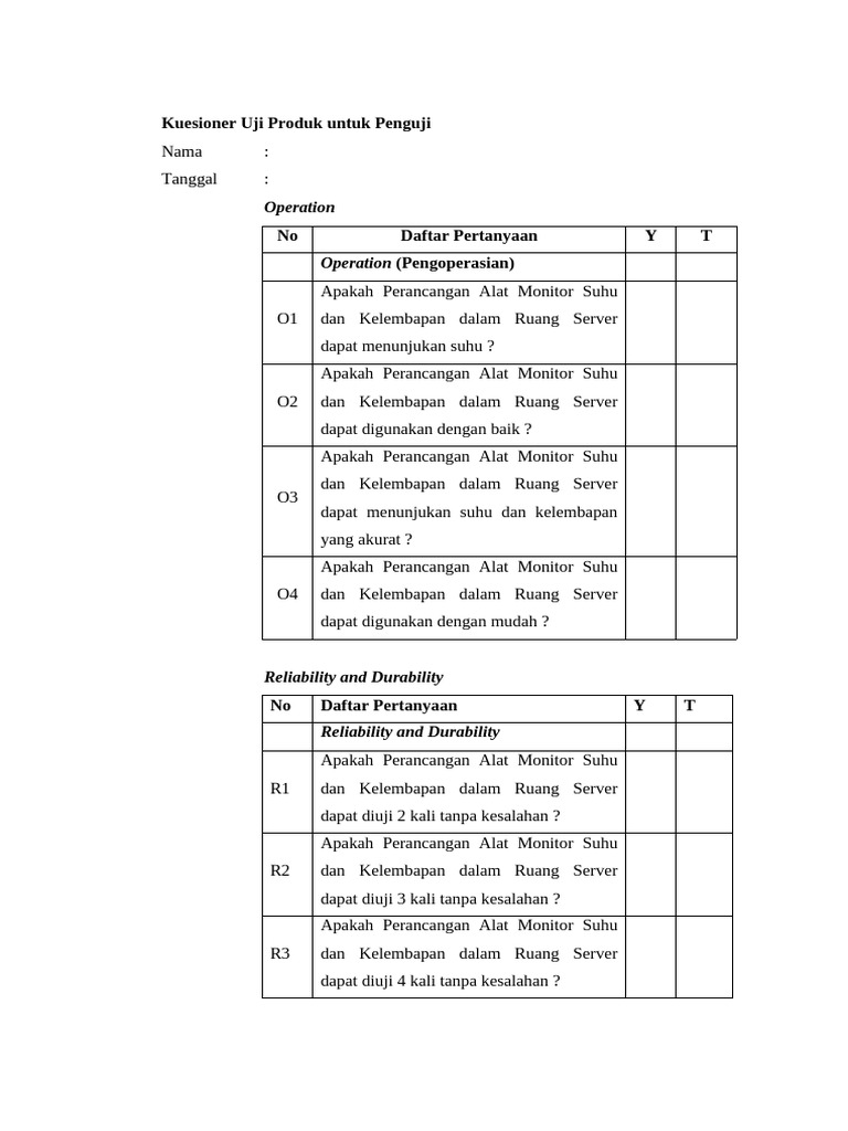 Instrumen Uji Produk | PDF