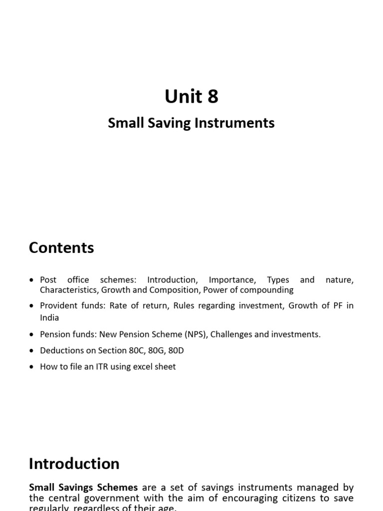 Overview of Small Saving Instruments | PDF | Pension | Economies