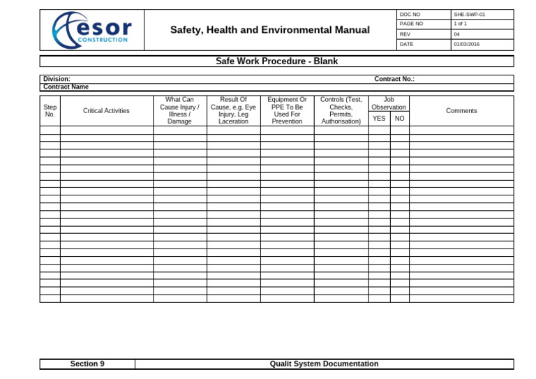 She-Swp-01 Blank Rev 04 | PDF