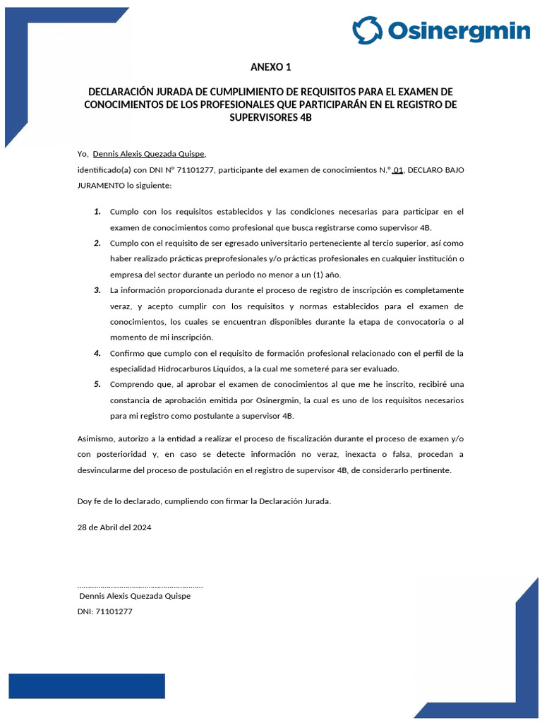 Osinergmin Dennis | PDF