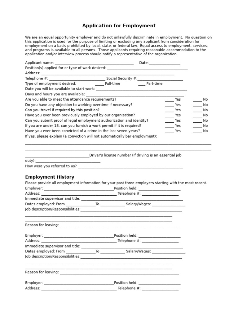 application | PDF | Employment | Americans With Disabilities Act Of 1990