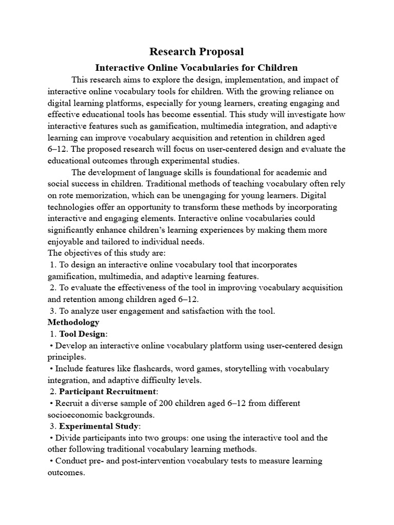 Research Proposal | PDF | Vocabulary | Learning