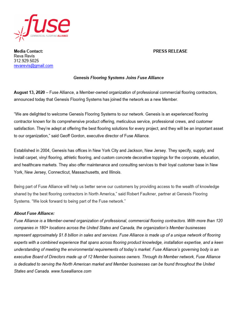 Genesis Flooring Joins Fuse Alliance | PDF