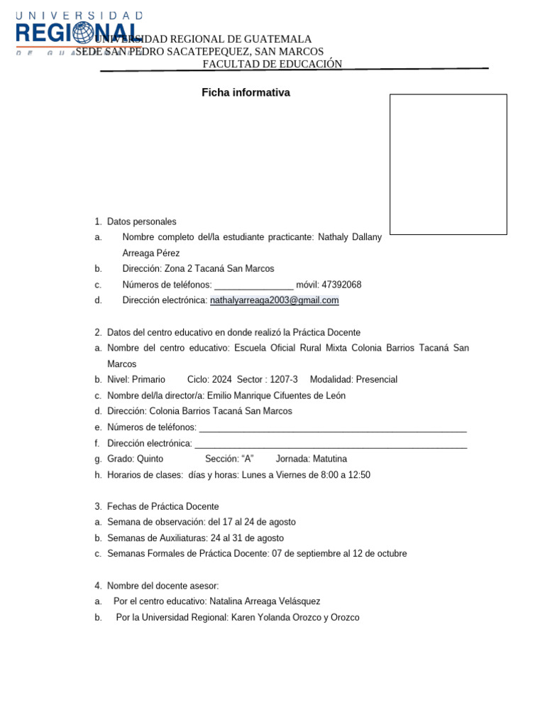 Ficha informativa | PDF | Enseñando | Escuelas