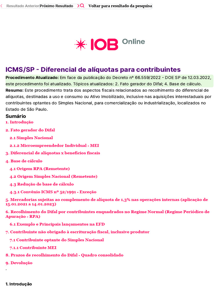 ICMS-SP - Diferencial de Alíquotas para Contribuintes | PDF | Impostos ...