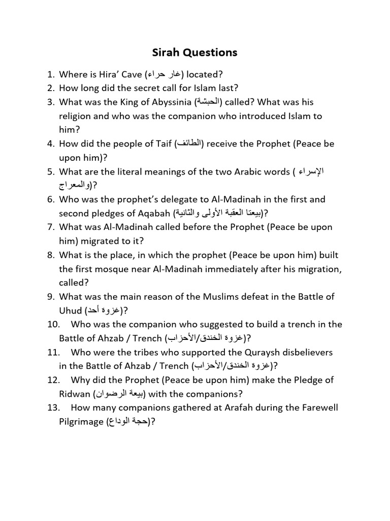 Sirah_Questions | PDF