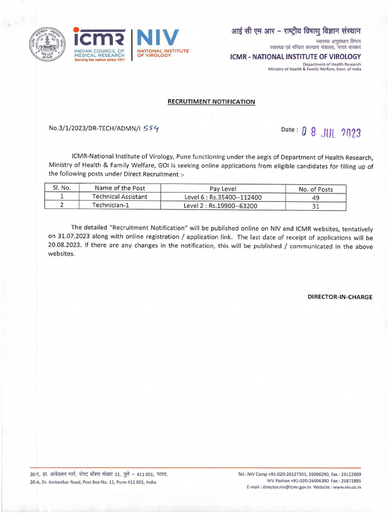 Regular Technical Posts Pdf