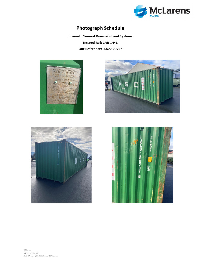 Survey New Zealand Container To Chile - GDLS-C - CAR-1441 | PDF