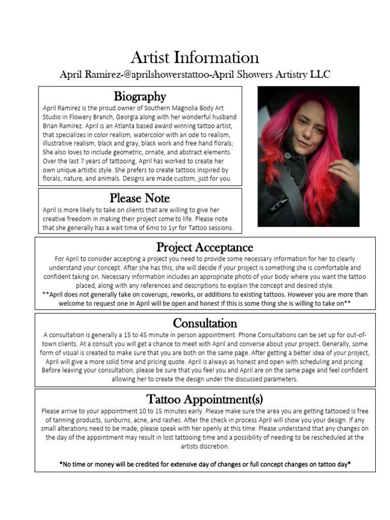 Aprils Artist Information Page | PDF