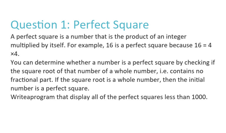 Practical 3 Perfect Square | PDF