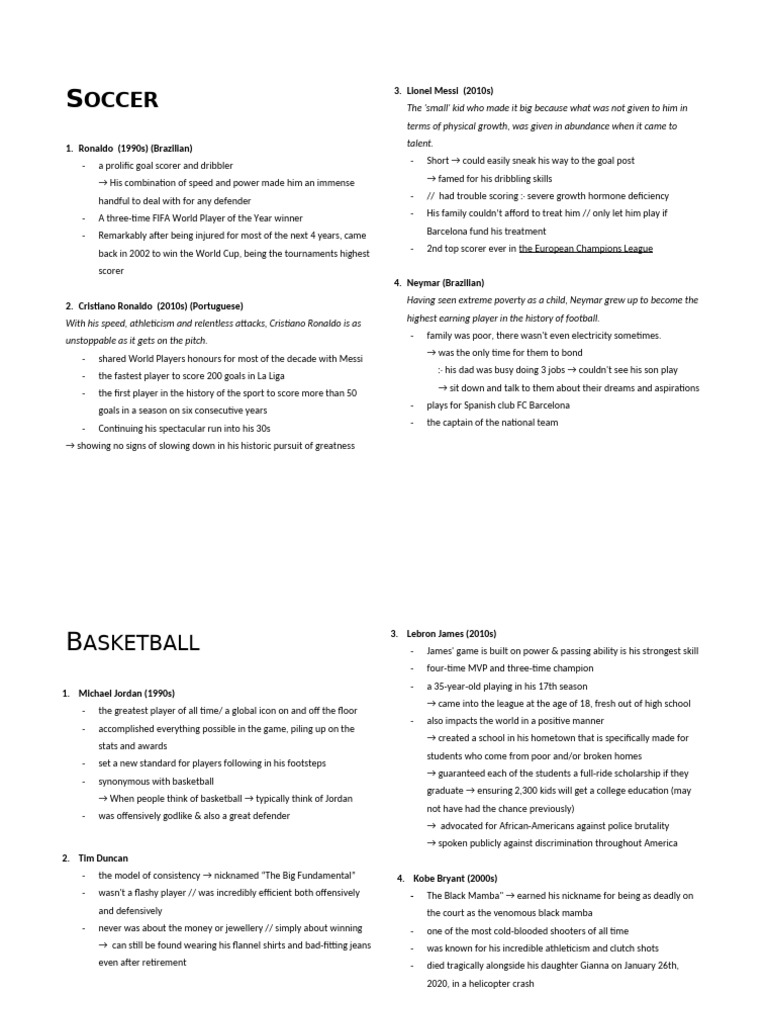 Sports Legends: Icons of Soccer & Basketball | PDF | Lionel Messi ...