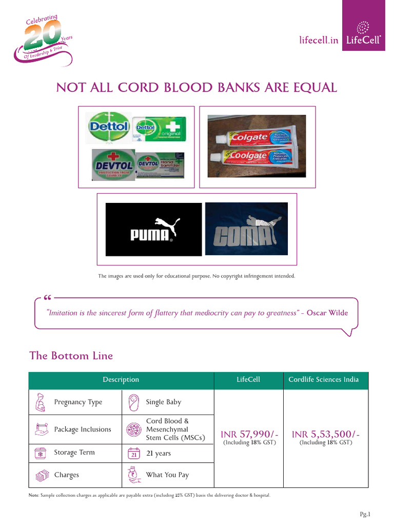 Cord Blood Banking Comparison in India | PDF | Mesenchymal Stem Cell ...